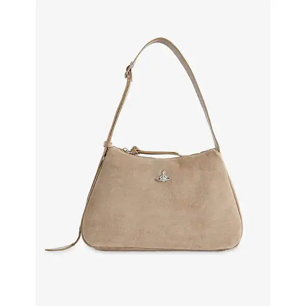 VIVIENNE WESTWOOD Kate Suede Shoulder Bag - Stone | Editorialist