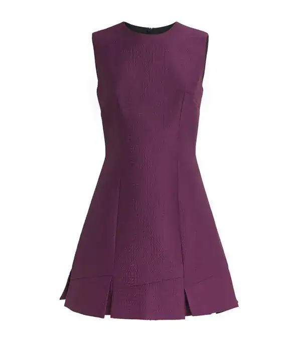 EMILIA WICKSTEAD Pleated Petronella Mini Dress - Burgundy | Editorialist