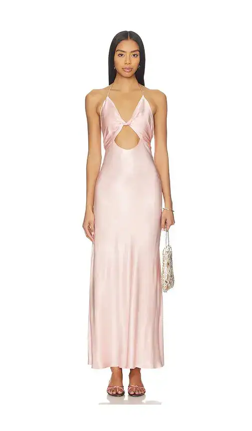 Bardot Isola Halter Neck Maxi Dress Pink Petal