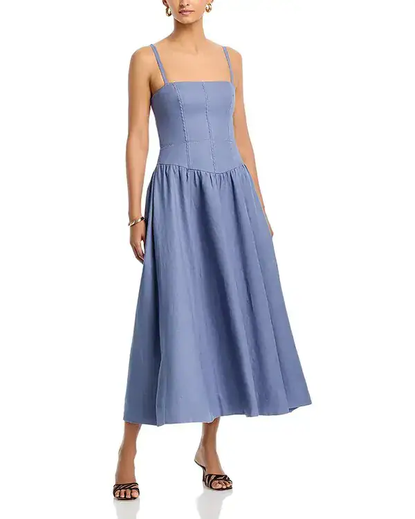 black linen formal dress ROVE Linen-Cotton Midi Dress - Crossover Back-Ties main image 0