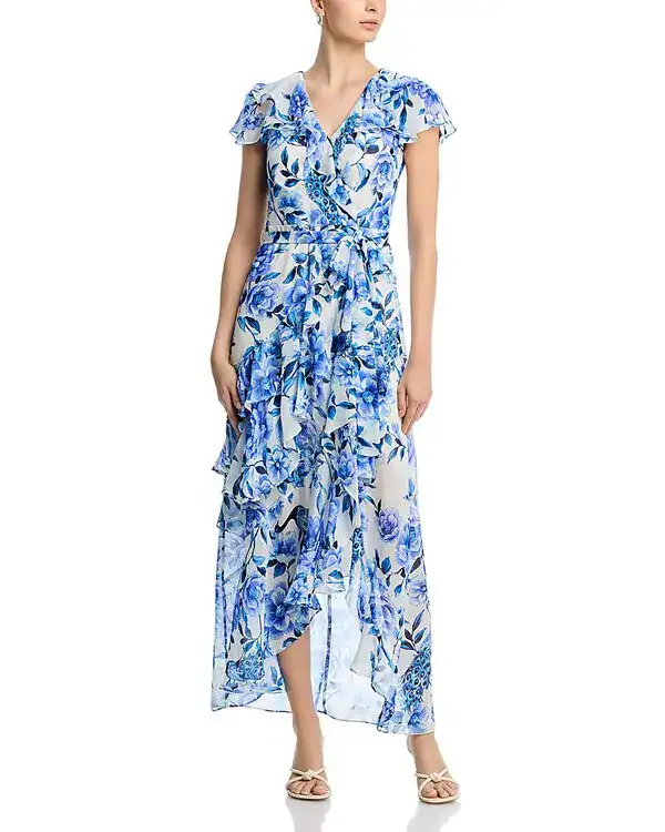eliza j asymmetrical dress ELIZA J Women's Velvet One Shoulder Bow Accent Asymmetrical Gown Maxi –  Letay Store main image 0
