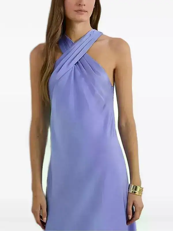 Buy Ralph Lauren Crossed Halter Midi Dress - Blue At 16% Off | Editorialist