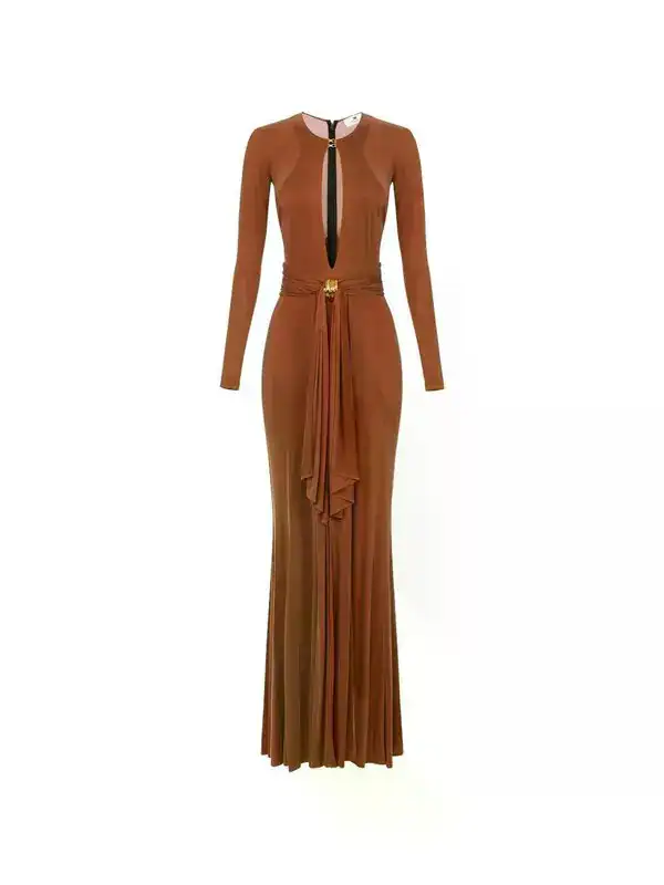 elisabetta franchi brown dress Abito Gioiello Cacao Elisabetta Franchi main image 1