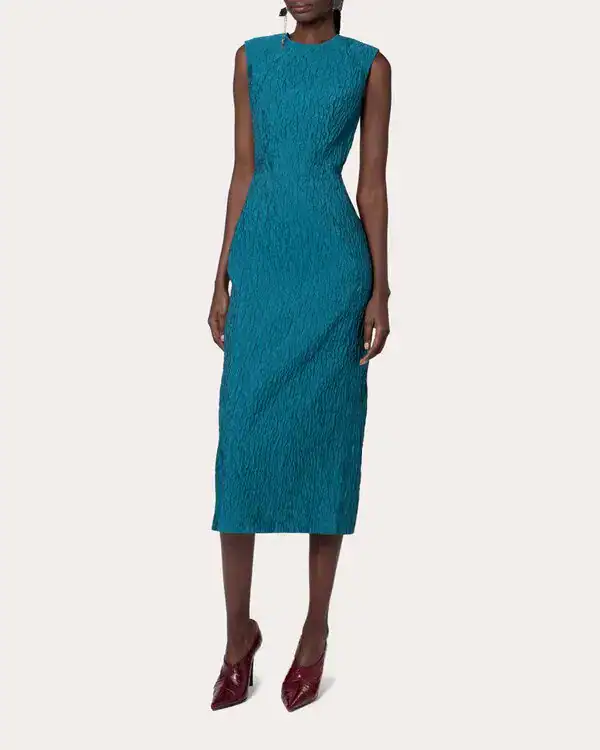 ROKSANDA Surah Cloqu Sleeveless Midi Dress - Green | Editorialist