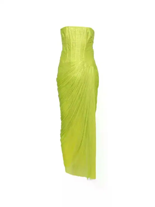 green pleated strapless dress Pleated strapless midi dress main image 1