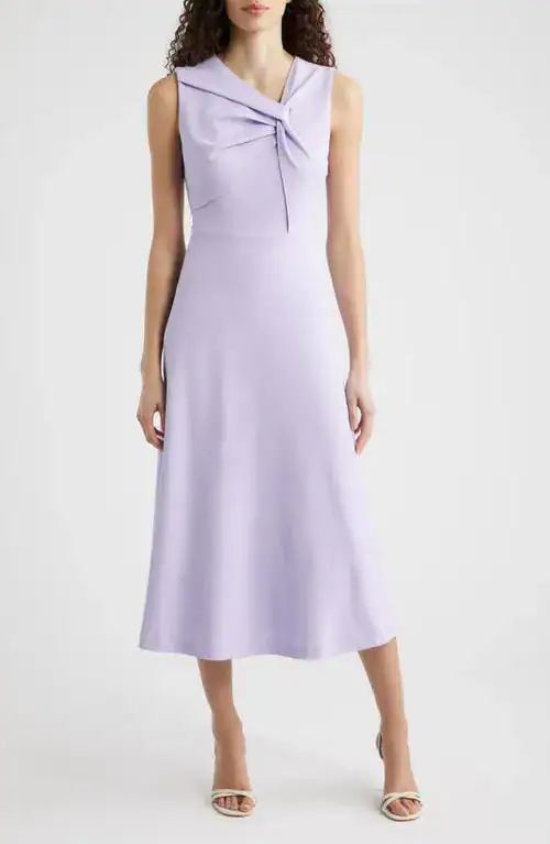 Anne Klein Twist Neck A-Line Midi Dress In Pastel Lilac - 33% Off |  Editorialist