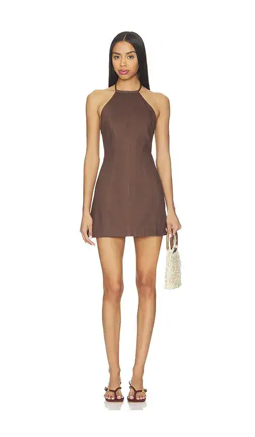 vera wang white bridesmaid dresses uk Anari Gathered Scuba Mini Dress - Dark Chocolate main image 1