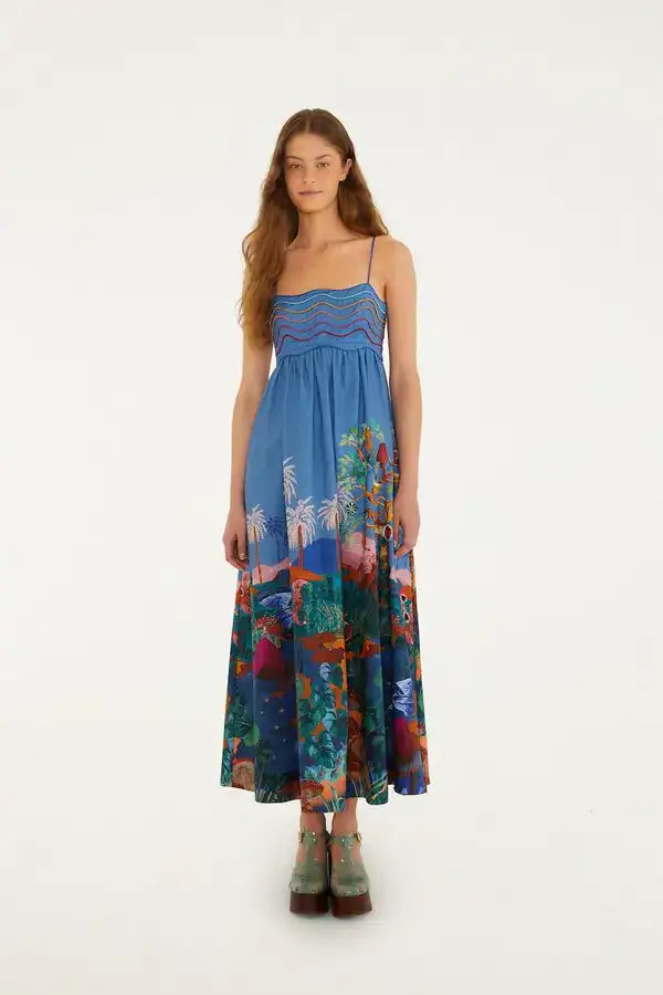 blue rio organic cotton maxi dress Amara Cotton Maxi Dress main image 1