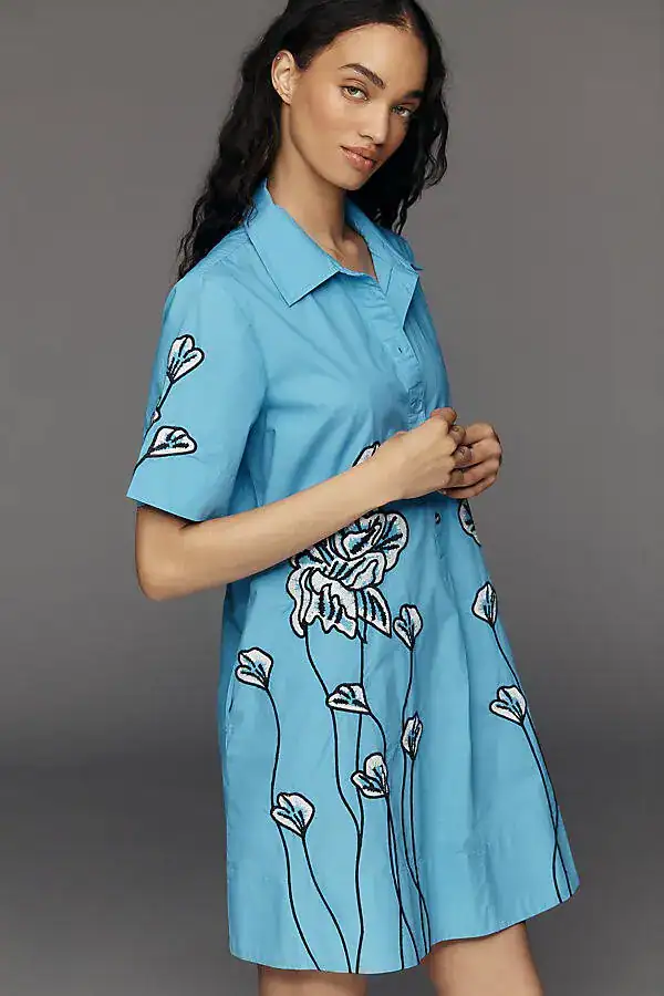 blue floral anthropologie dress New Anthropologie Blue Floral 
