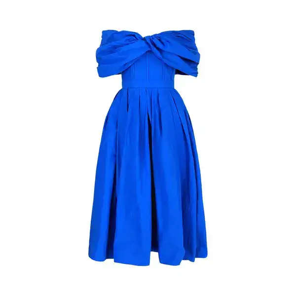 knee length dresses for ladies Xavy Baby Blue Off Shoulder Corset Midi Dress main image 0