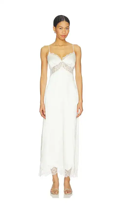 MORE TO COME Draya Maxi Dress With Lace Trim - Ivory | Editorialist