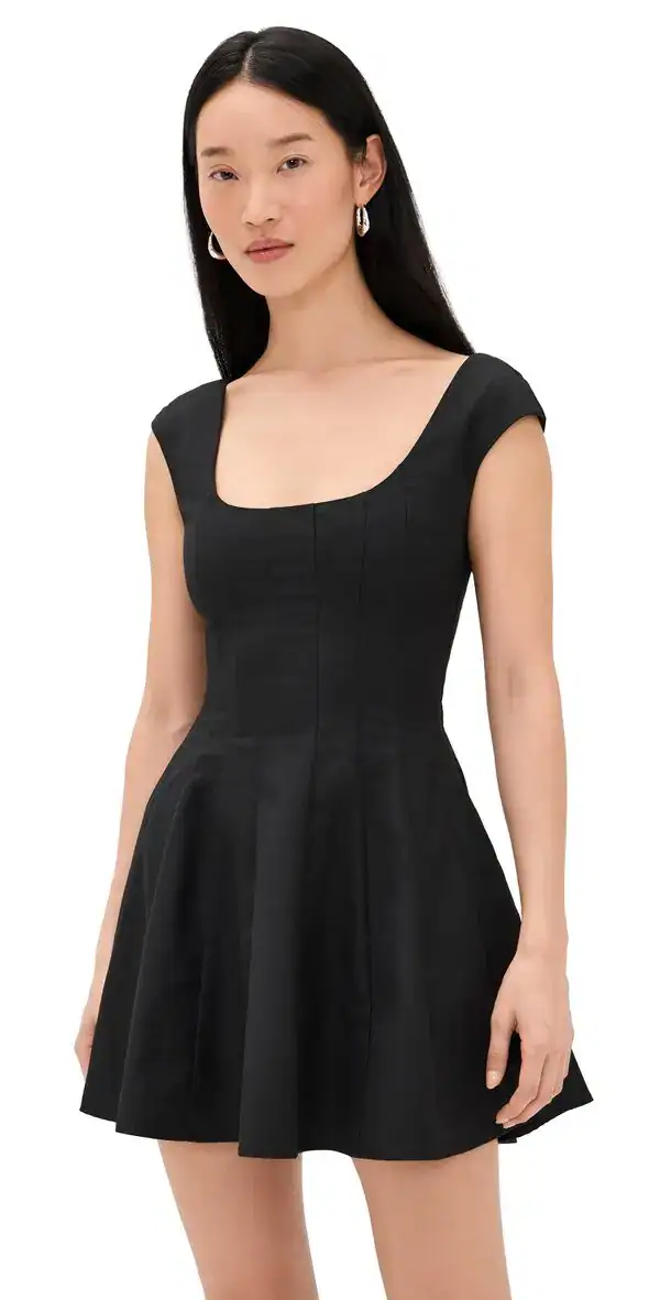 Guizio Leila Twill Mini Dress - Black | Editorialist
