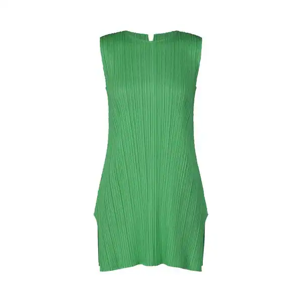 Issey Miyake Pleated Sleeveless Dress - Green | Editorialist