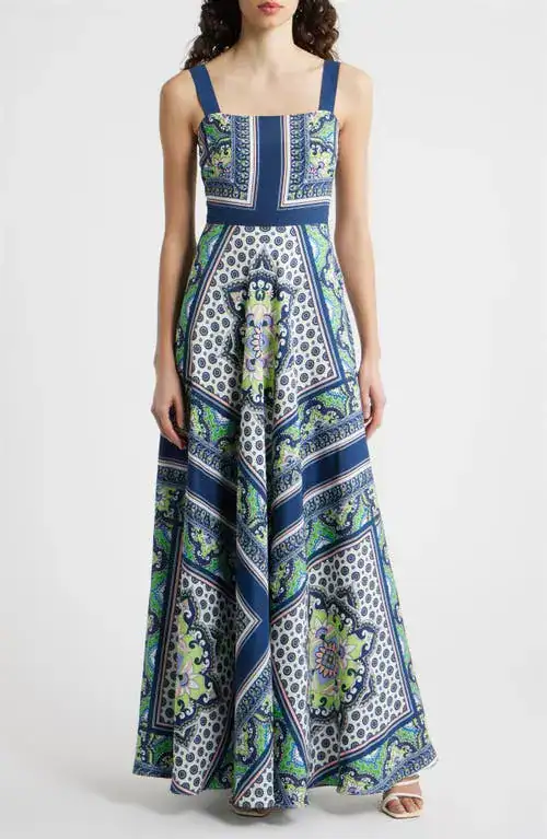 green scarf print dress LOST PATTERN | Coco Dream Silk Halter Scarf Top main image 0