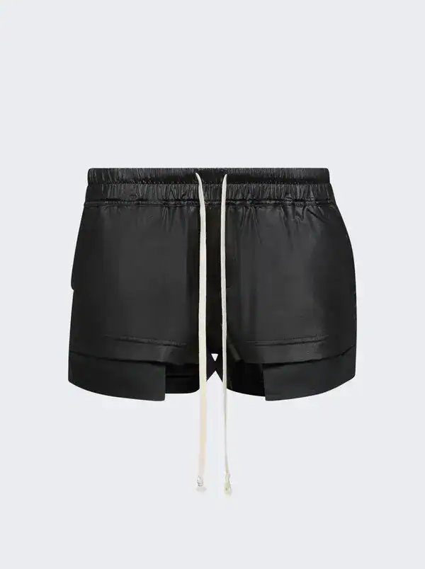 Rick Owens Fog Leather Shorts - Black | Editorialist