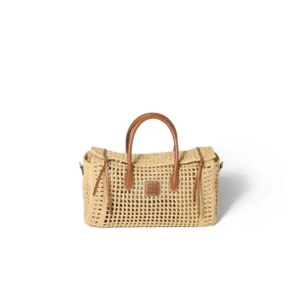 Miu Miu Raffia Top-Handle Bag - Beige/Cognac | Editorialist
