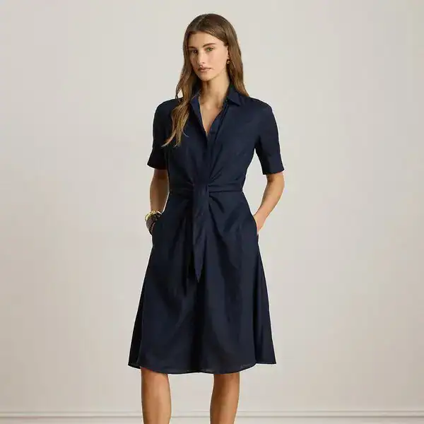 poplin linen dress Sleeveless Poplin Dress-Surf the Web Stripe main image 0