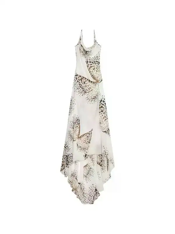white floral asymmetric dress Asymmetrical Floral Maxi Dress Heavenly Blue / M (US 4) main image 0