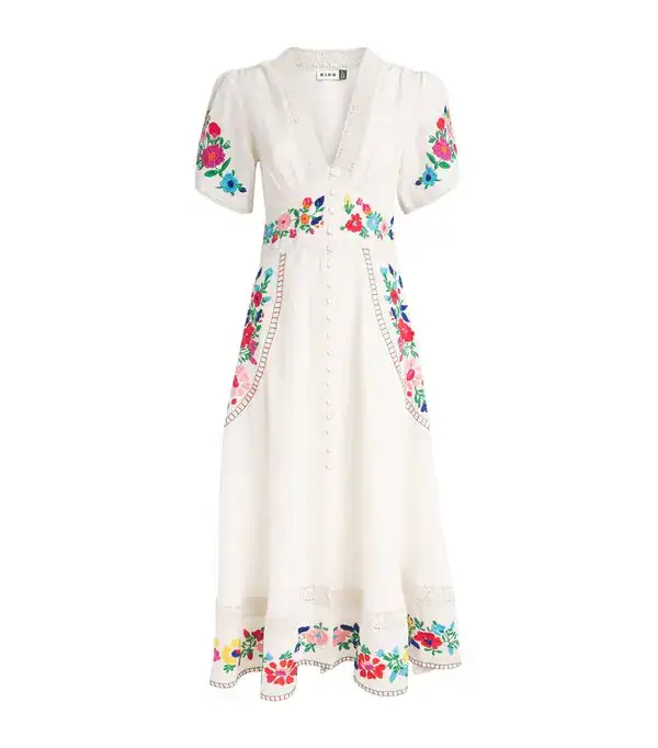 Rixo Novara Lace Midi Dress - Ivory | Editorialist