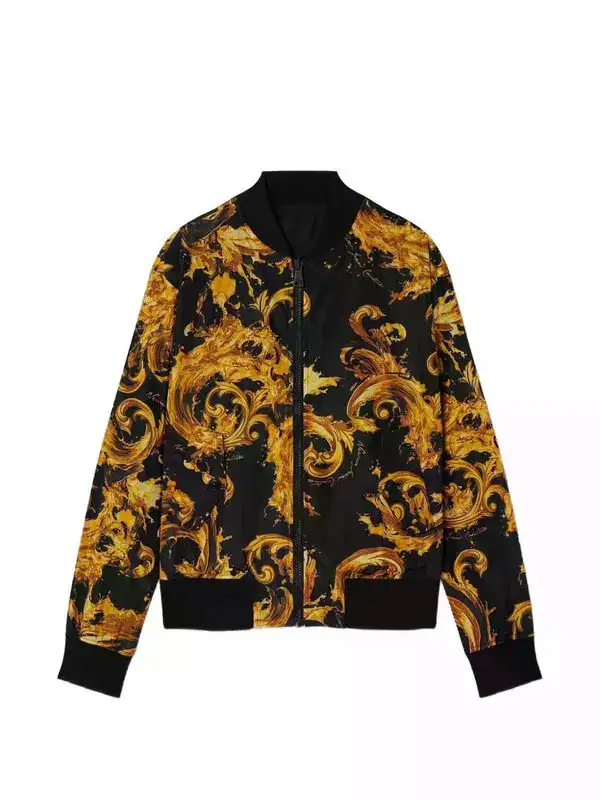 Versace Baroque-Print Bomber Jacket In Black - 35% Off | Editorialist