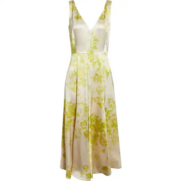 Erdem Floral Print Duchesse Satin Fit & Flare Gown - Rose Bouquet  Chartreuse | Editorialist