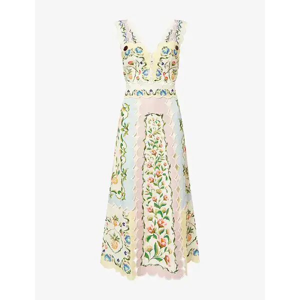 Barbour x FARM Rio Petal Dress in Cream Spring Petal Flower Neutral S