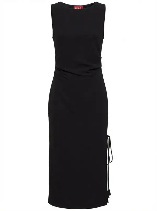 Silk Crpe Dress With Embroidery And Side Slits
