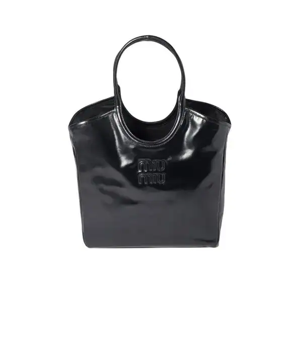 Miu Miu Embossed Leather Tote Bag - Black | Editorialist