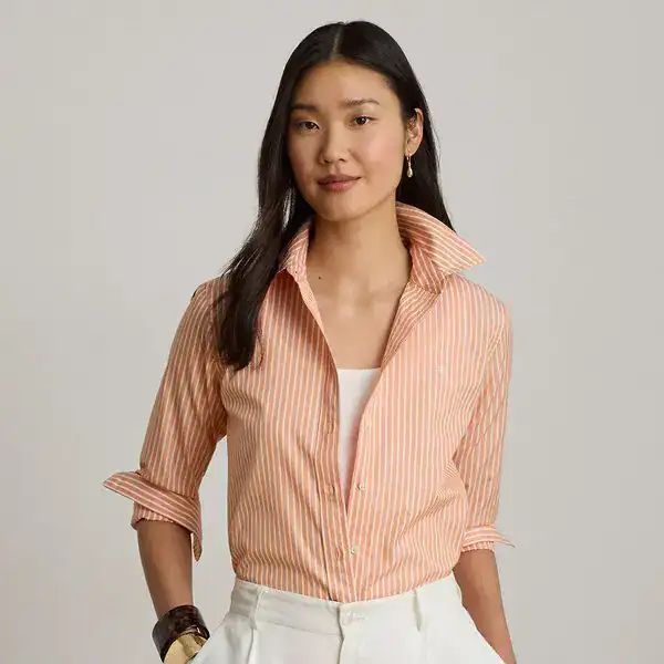 open lace back dress Alexander in Navy and Orange Thin Stripe Shirt 18 34/35 main image 1