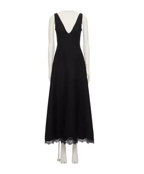 Valentino Garavani Sleeveless V-Neck Dress With Lace Trim - Black |  Editorialist