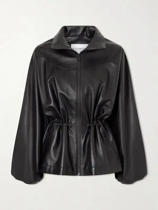 Givenchy Gathered Leather Jacket - Black | Editorialist