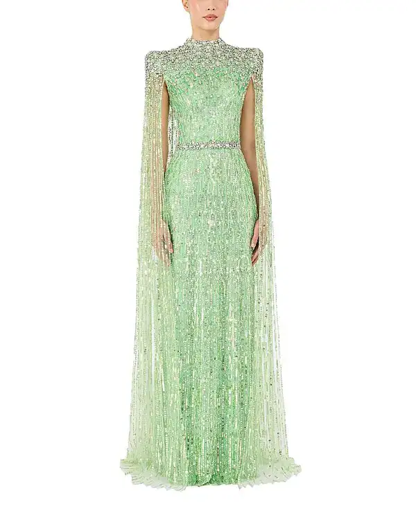 Jenny Packham Embellished Cape Maxi Dress - Calypso | Editorialist