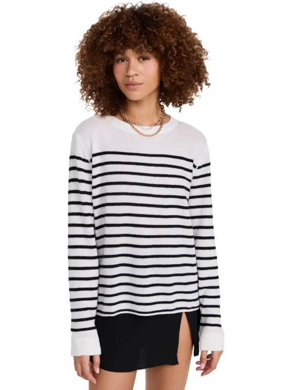 REFORMATION Cashmere Boyfriend Sweater - Gossamer/black Stripe