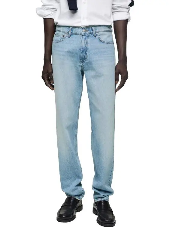 Mango Straight Leg Jeans - Medium Blue