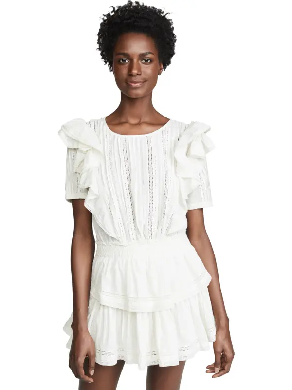 LoveShackFancy Natasha Mini Dress - White