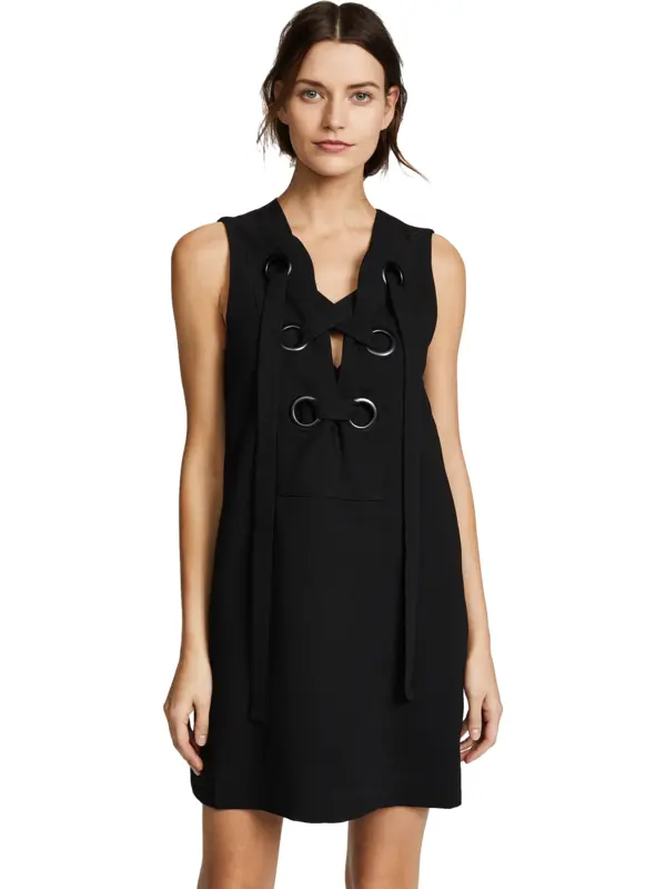 English Factory Lace-up Mini Dress - Black