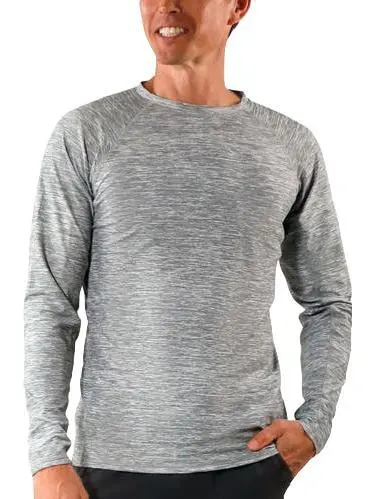 UV SKINZ Long Sleeve Crew Sun & Swim Shirt - Cool Grey Jaspe