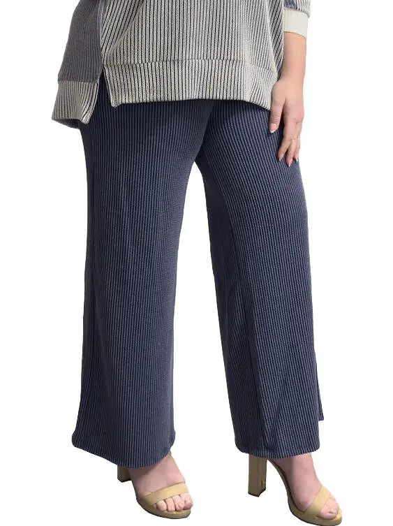 STANDARDS & PRACTICES Texture Wide Leg Ankle Pants - Navy