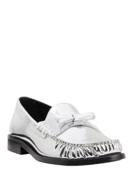STUART WEITZMAN Lottie Bow Loafer - Silver