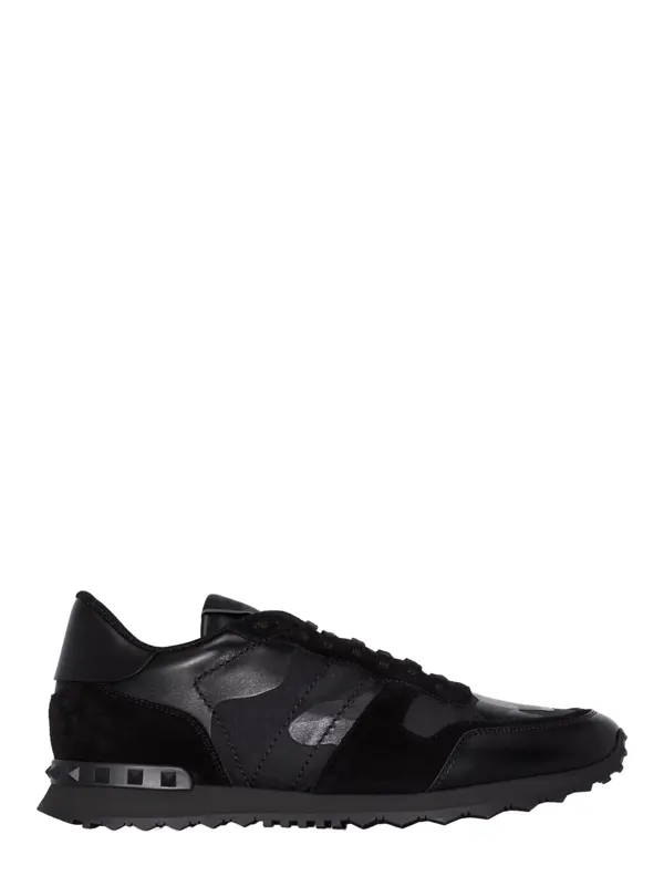 Valentino Garavani Camouflage Noir Rockrunner Sneakers - Black