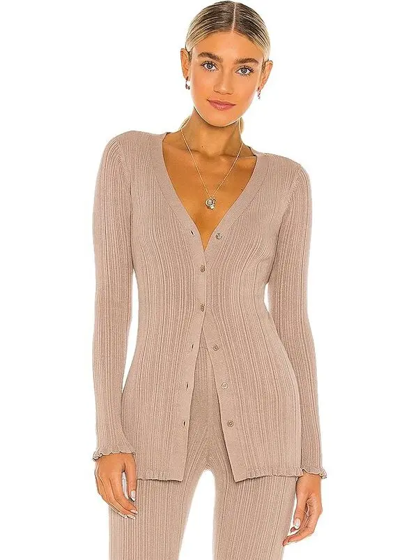 Tularosa Variegated Rib Cardi - Taupe