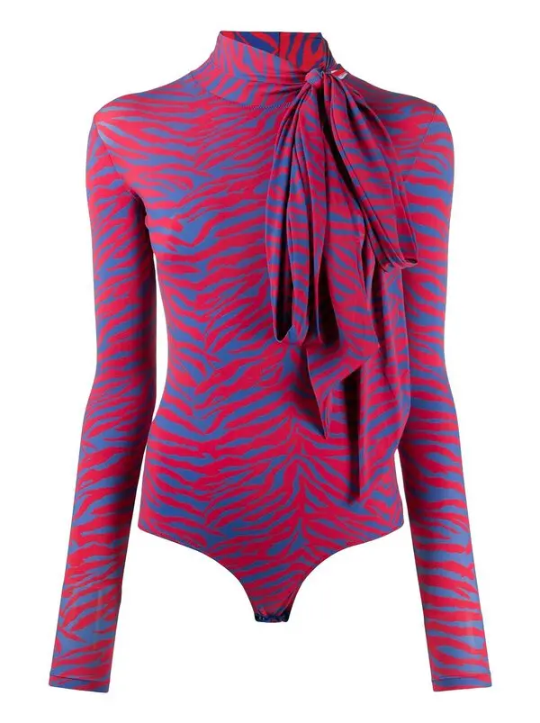 MAISON MARGIELA Zebra-stripe Bodysuit - Red