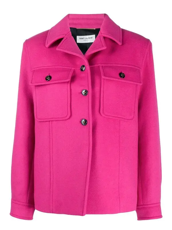 Saint Laurent Buttoned Jacket With Chest Pockets - Pink