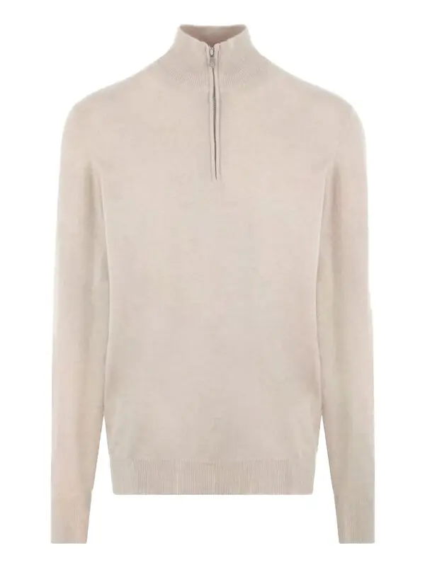 Brunello Cucinelli Short-zip Knitted Jumper - Neutrals