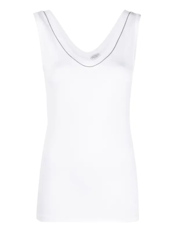 Brunello Cucinelli Crystal-detail Vest Top - White