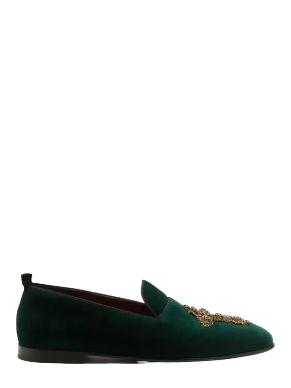 Dolce & Gabbana Embellished Velvet Loafers - Green