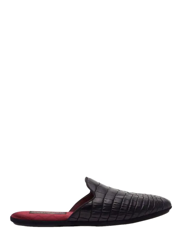 Dolce & Gabbana Embossed Leather Mules - Blue