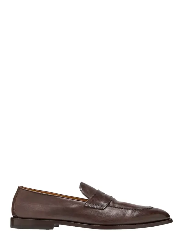Brunello Cucinelli Leather Penny Loafers - Dark Brown