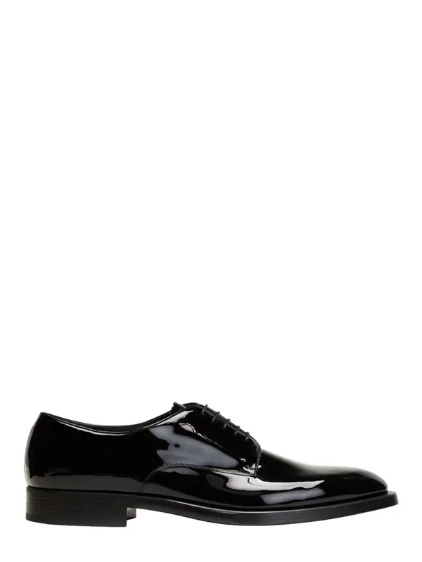 Giorgio Armani Patent Leather Derby Shoes - Black