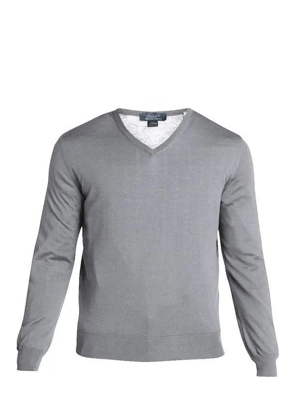 Bergdorf Goodman Solid Cashmere V-neck Pullover Sweater - Medium Grey